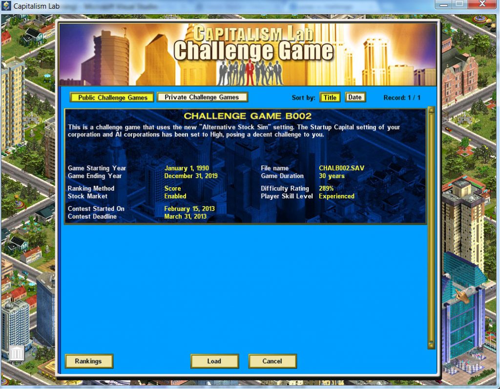 How to Load a Public Challenge Game - Capitalism Lab