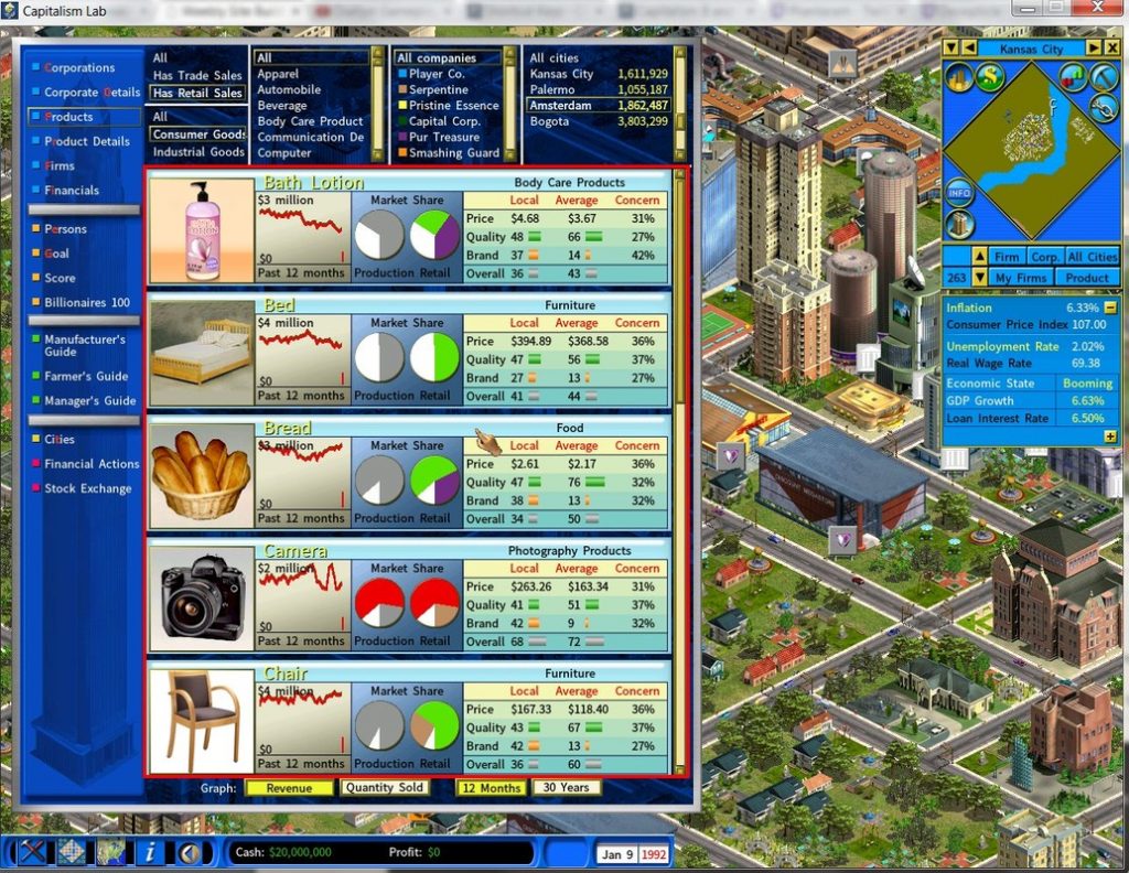 Capitalism Lab shortcut keys - Capitalism Lab