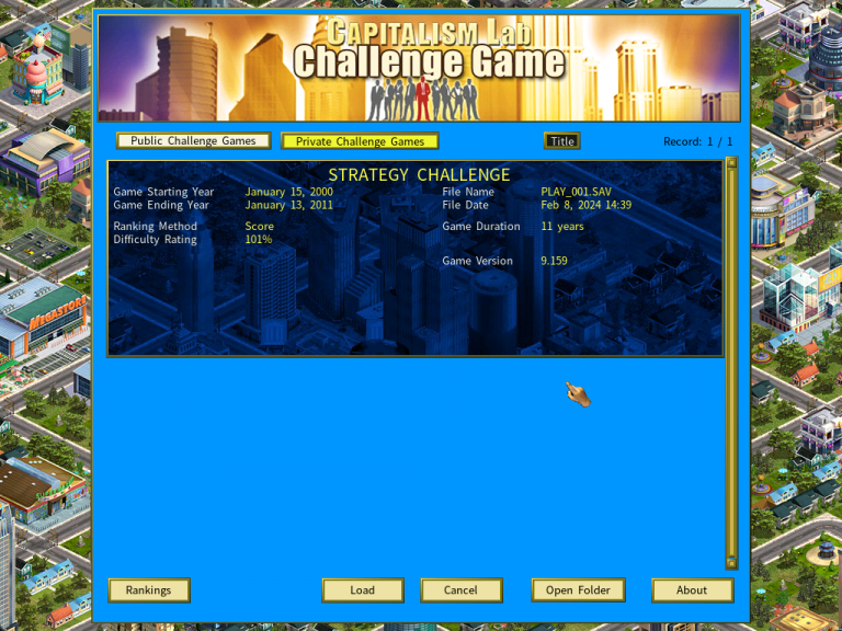 How to Load a Private Challenge Game - Capitalism Lab